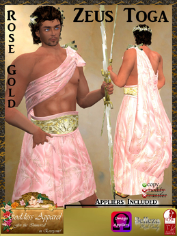 Second Life Marketplace - *Goddess* Zeus Toga Costume Rose Gold